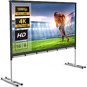 Projector Screen with Stand, 100 Inch Portable Outdoor Projector Screen 16:9 for 4K HD Projectors Thick Wrinkle-Free Movie Screen with Storage Bag for Indoor Outdoor Home Theater Backyard Movie Night