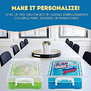 Vlish 6 Clear Crayon Plastic Storage Containers - 6 Pack Classroom School Supplies, Stackable Case Boxes Snap Latch Lids Closure, Arts and Crafts Organizer Bins-1.5x3.5"x4.75" Colors May Vary