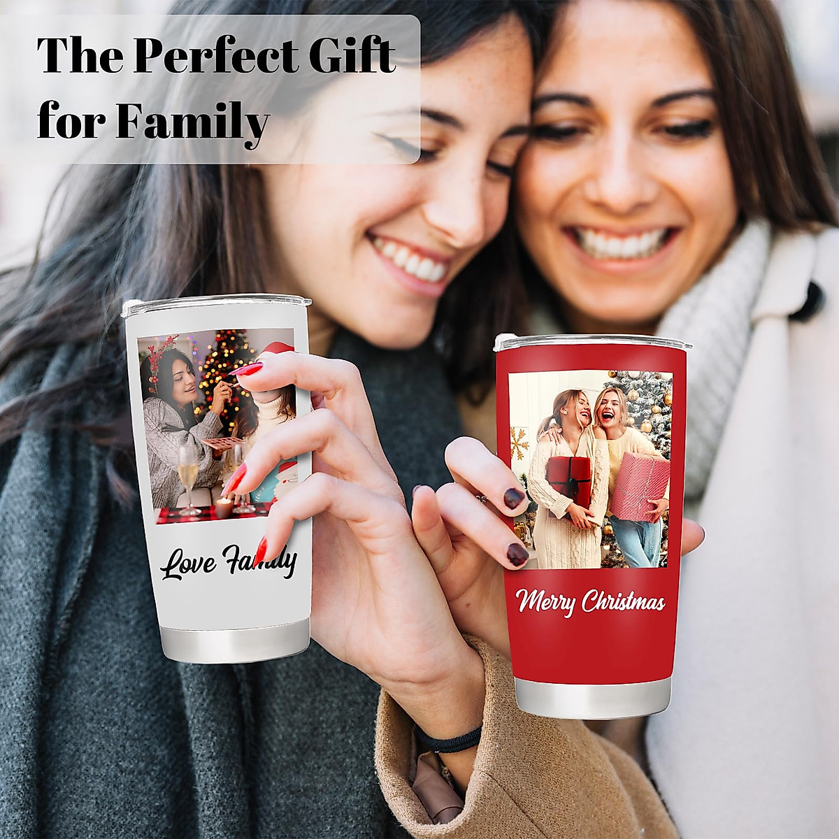 Personalized Coffee Tumbler with Picture Text, Custom 20oz Insulated Stainless Steel Travel Tumbler with Lids, Personalized Travel Mug - Birthday Mothers Day Gifts for Women Men