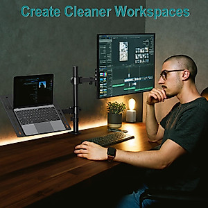 MOUNT PRO Laptop Desk Mount, Height Adjustable, Fits 13" to 32" Screens, with Clamp/Grommet Mounting Base, Holds Up to 17.6lbs