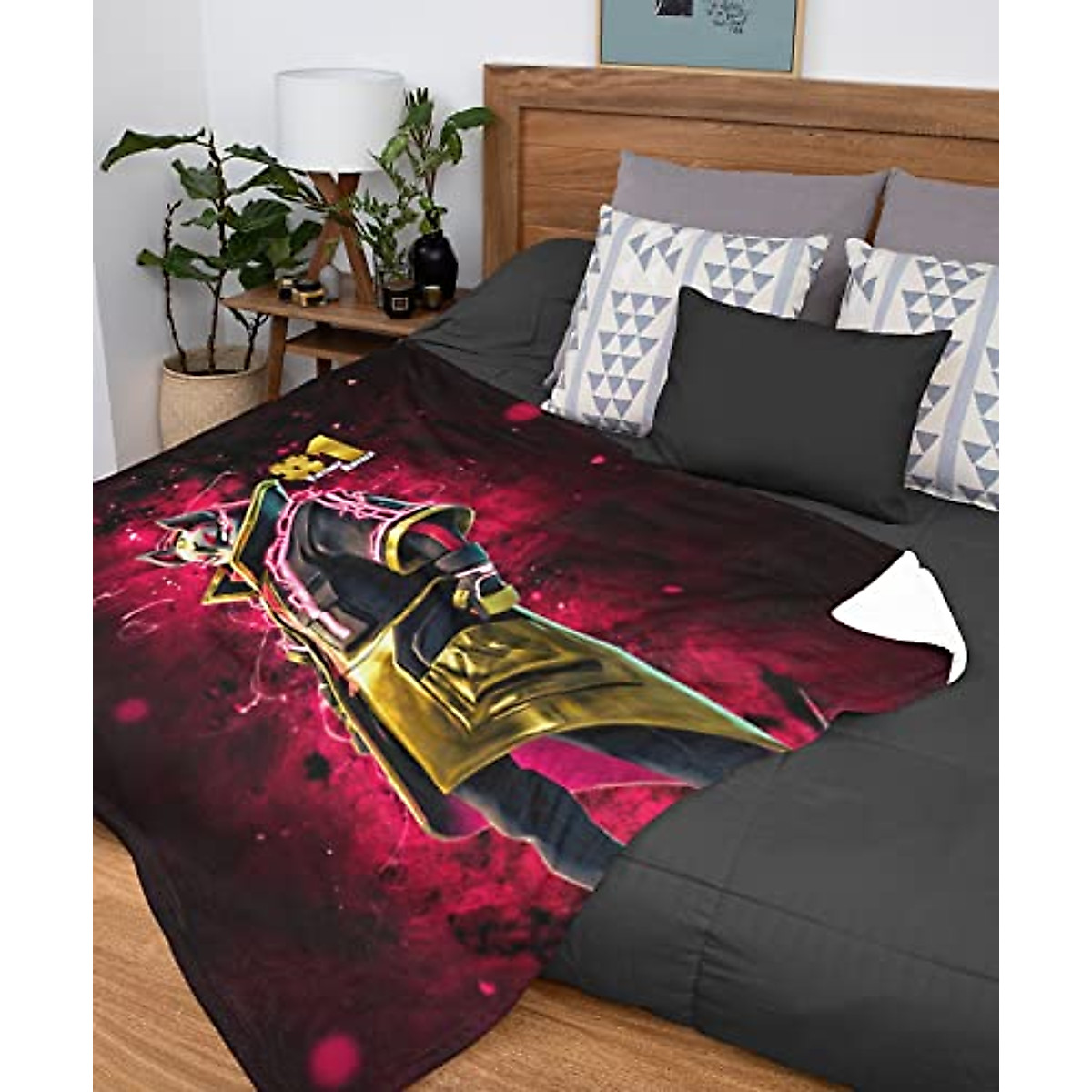 Game Role Style Blanket Throw for Couch, Super Soft Fuzzy Bedding Microfiber Fleece Blankets for Sofa Bed Traveling (Red,50"x40")