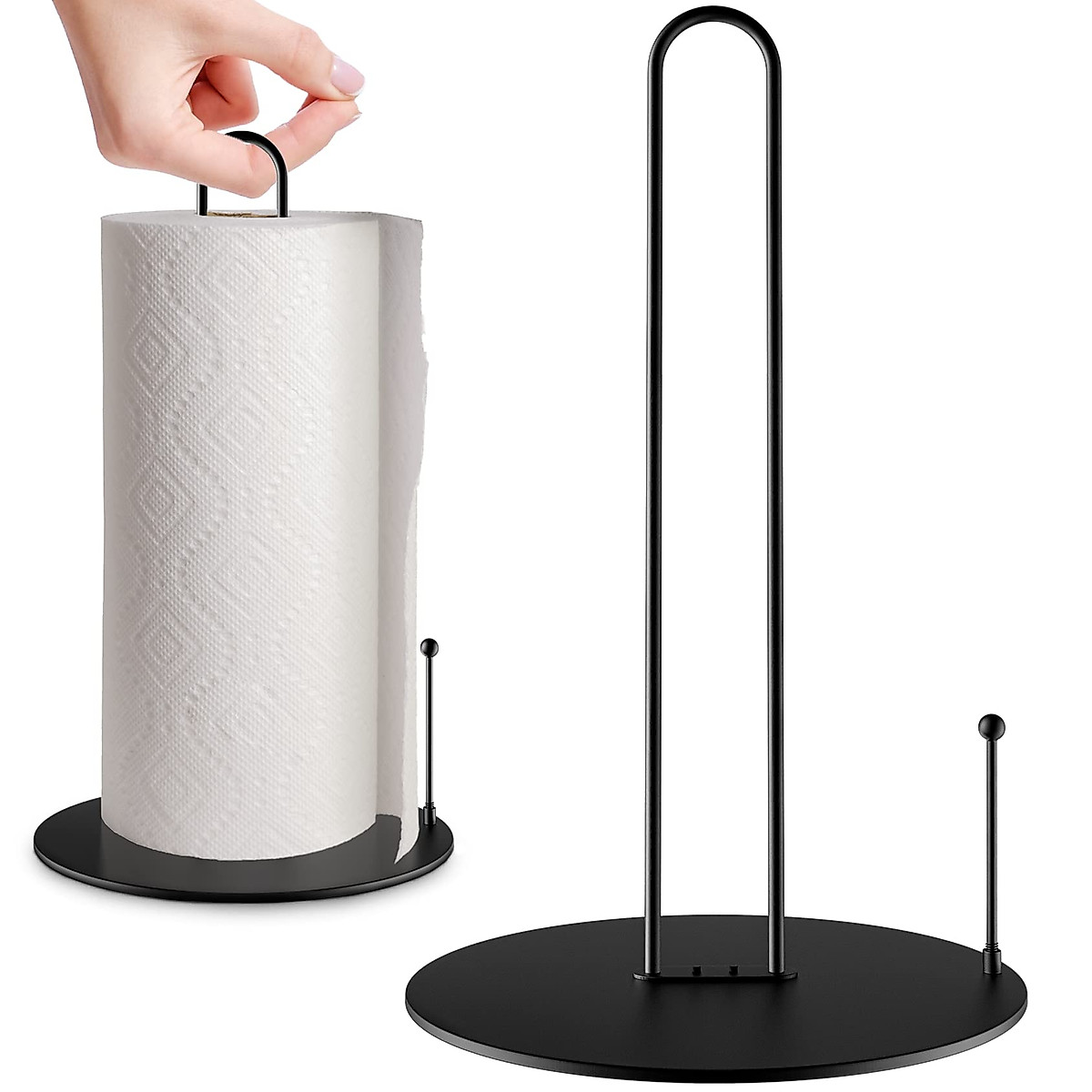 Paper Towel Holder,Paper Towels Stand Holder Countertop for Standard and Large Size Rolls Black