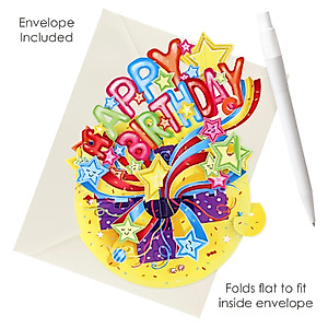 SANTORO Pirouette - 3D Pop Up Birthday Card - Shooting Stars - For Him, For Her, For Adults, For Kids - Birthday Gift - Interactive Card - Collectible Card - Creative Invitations, Unique Centerpieces, Memorable Decorations