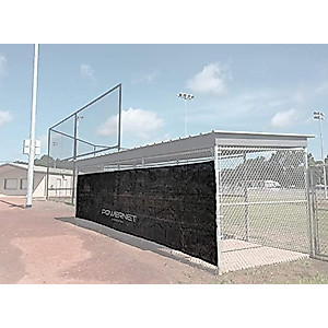 PowerNet Fence Shade Net Cover | Portable Baseball Softball Dugout Sun Screen | 18.75 FT x 7 FT | Blocks Sun to Keep Players Cool | Easily Attach to Any Chain Link Fence with Included Bungee Ball Ties