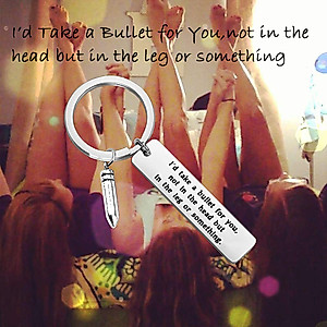 TGBJE Funny Friend Gift I’D Take a Bullet for You Keychain Friendship Jewelry Cheer Up Gift (Bullet Keychain)
