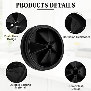 Garbage Disposal Splash Guards, 2-Pack Upgraded for InSinkErator Evolution Series QCB-AM Sink Baffle Drain Cover, Removable Quiet Collar Drain Plugs, Garbage Disposer Accessories 3 3/8" (Black 2 pcs)