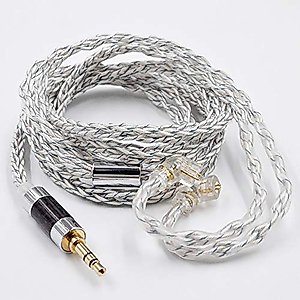 KZ Silver/Blue Hybrid (784 cores) Upgrade Cable, HiFi Earphone Audio Replacement Mixed Wire 3.5mm Compatile with C PIN