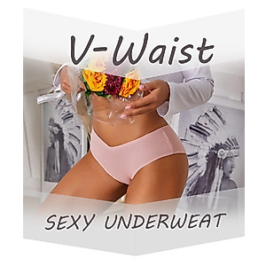 CuteByte 6 Pack Womens Cotton Underwear Sexy Breathable High Cut Panties Low Rise Cotton Cheeky Hipster S-XXL（6 Pack A,M）