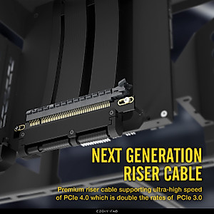EZDIY-FAB PCIE 4.0 16x Extreme High Speed Flexible Riser Cable PCI Express Port GPU Extension Card-Dual Reverse Connector for ITX [21cm]