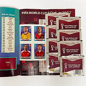 2022 Panini FIFA World Cup Mega Starter Pack - Album + 50 Stickers (US Version) - 8 Packs + 10 Stickers Inside Album