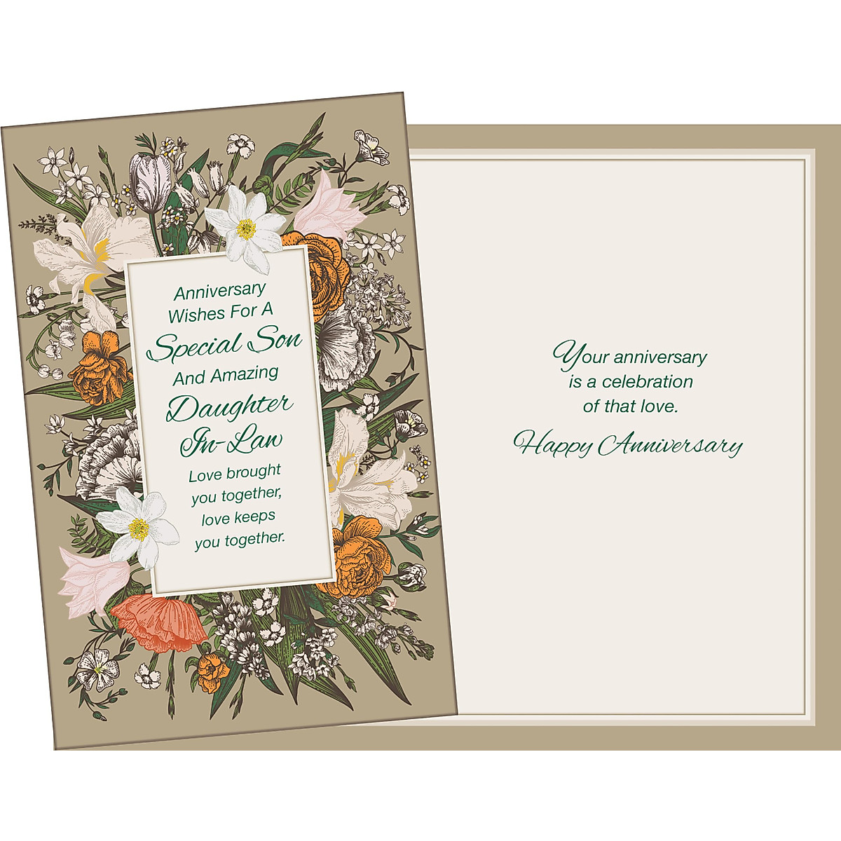 Chuck's Card-O-Rama Son Anniversary Card and Daughter-in-Law - Envelope Included - 5" x 7.75" - Packaged in Extra Sturdy Mailer - 96049