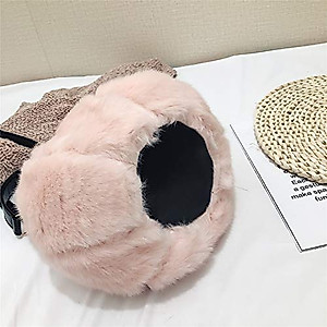 QTMY Faux Fur Tote Crossbody Bag Purse Handbag for Women (Pink)