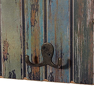 Deco 79 Wood 14 Hangers Wall Hook, 28" x 3" x 8", Multi Colored