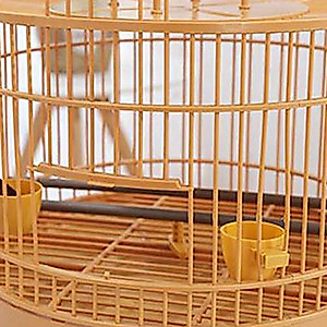 Round Bird Cage, Plastic Bird House Carrier, Vintage Style Hanging Bird Cage with 2 Feeding Cups for Small Birds Parrot (30cm in Diameter)