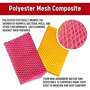 UNHA's Dish Scrubber Cloth - Mesh Dishwashing Scouring Pad for Kitchen - Non-Abrasive, Non-Absorbent, Quick Dry, Odorless Polyester Scrubbing Dish Net Cloths - 10 Pack