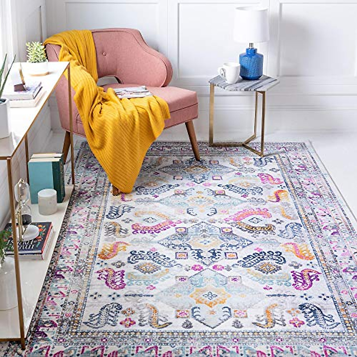 Rugs.com Budapest Collection Area Rug – 8' x 10' Multi Low-Pile Rug Perfect for Living Rooms, Large Dining Rooms, Open Floorplans