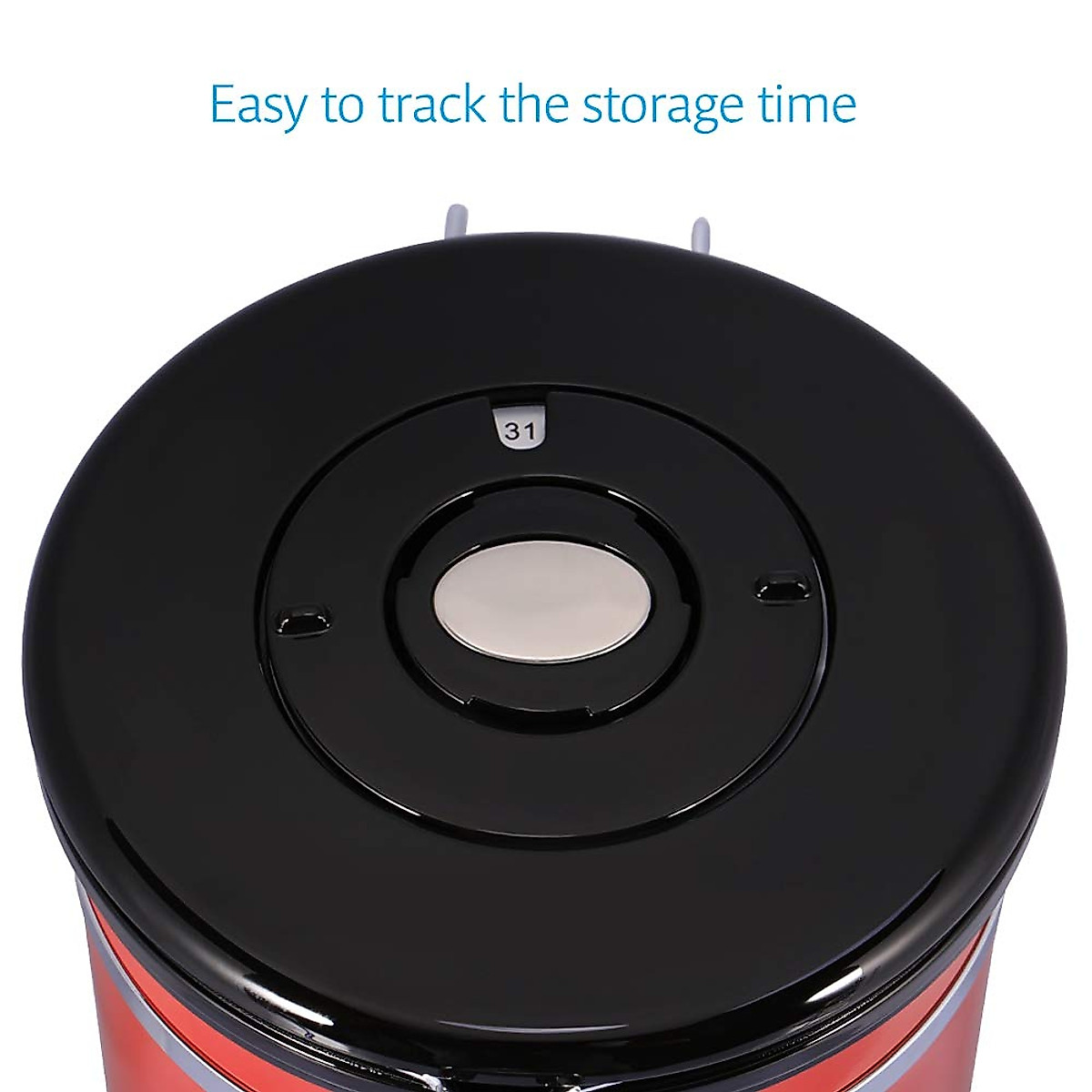 Coffee Canister Red, Stainless Steel Airtight Coffee Container, Ground Coffee Bean Storage with Date Tracker, Vacuum Sealed Espresso Airtight Container, Coffee Jar, Sugar Container