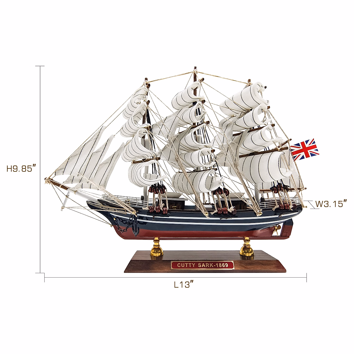 SAILINGSTORY Wooden Model Ship Clipper Cutty Sark 1/195 Scale Replica Ship Model Sailboat Decor Small