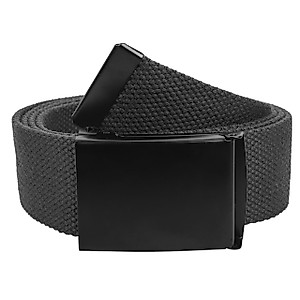 Gelante Fully Adjustable Canvas Web Belt with Black Flip Top Buckle 50'' Long 2053-Black