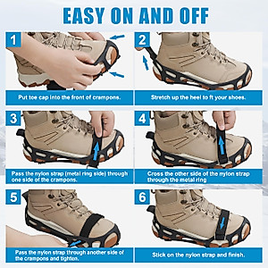 Ice Cleats for Shoes and Boots,Walk Traction Cleats Crampons for Walking on Snow and Ice Anti Slip Ice Shoes Grippers Snow Cleats for Men Women Winter Hiking Climbing