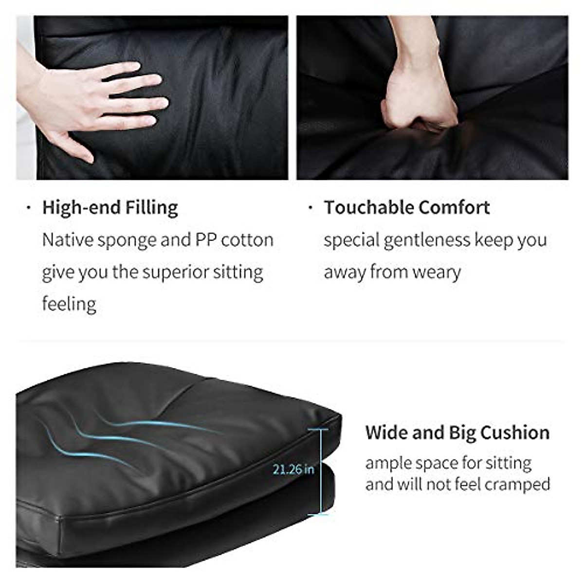 Hbada Executive Office Chair, Big and Tall Desk Chair 400lbs Wide Seat, High Back PU Leather Ergonomic Computer Chair with Adjustable Armrest, 360° Swivel Office Chair Adjustable Height, Black