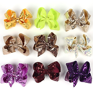 Xansema 5 Inches Sequins Large Bows Alligator Hair Clip Hair Barrettes Accessories for Women Teens Girls Kids