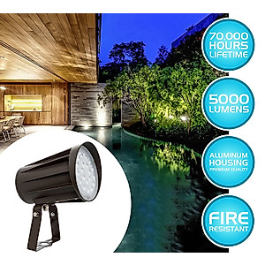 Westgate Lighting LED Outdoor Landscape Garden Bullet Flood Lights - Path Walkway Lawn Spotlights - Trunnion Mount - IP65 Waterproof - High Lumen - 120-277V (42W 3000K Warm White Trunnion)