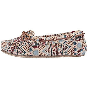 Minnetonka Womens Mosaic Cally Moccasin, Cream Mosaic, Size 8