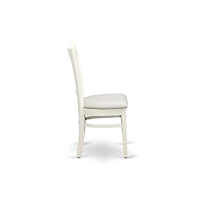 East West Furniture VAC-LWH-C Vancouver Dining Room Chairs - Linen Fabric Upholstered Wooden Chairs, Set of 2, Linen White
