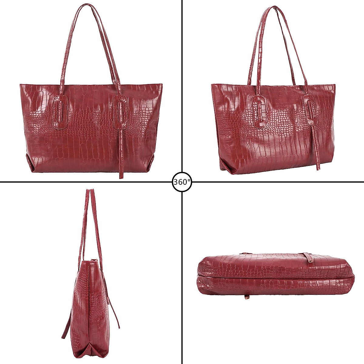 Danse Jupe Women Large Crocodile Faux Leather Tote Shoulder Bag Soft Top Handle Bag