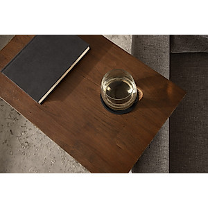 Kate and Laurel Lockridge Modern C-Shape End Decorative Minimalist Accent Table for Storage and Display, 19 x 12 x 27, Walnut Brown and Black