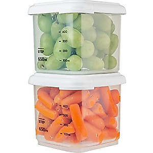carrotez Stackable Food Storage Containers with Airtight lids, Meal Prep Containers, Portion Control Containers with labels, 16oz, Reusable, Pack of 2