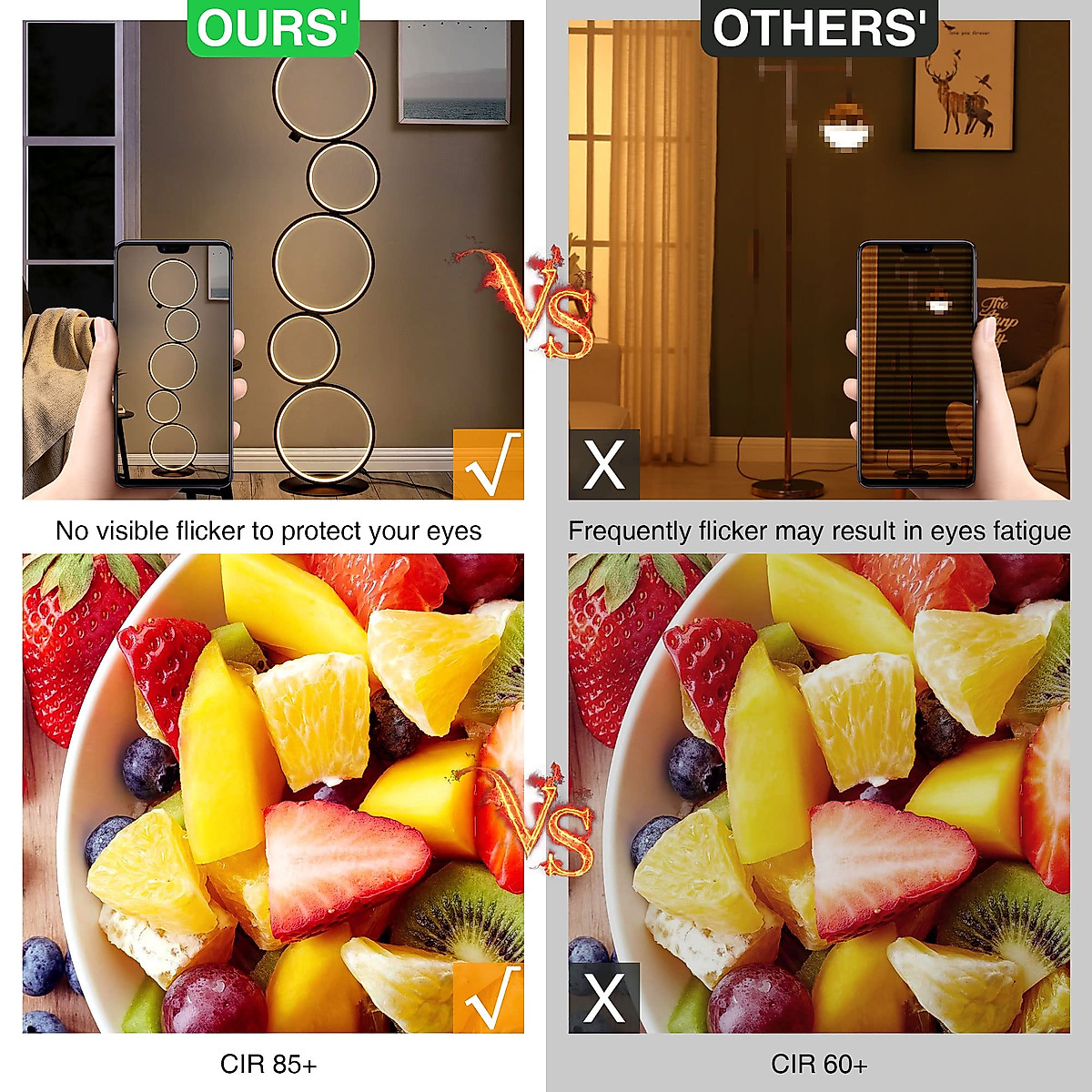 LITEPEER LED Floor Lamp for Living Room, Modern Ring Tall Lamp, Unique Touch Control Standing Lamp, 3 Way Dimmable Stand Light, 39 Inches 24W for Bedroom, Reading, Office, Home, Decorations,(Black)