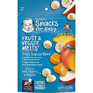 Gerber Snacks for Baby Fruit & Veggie Melts, Truly Tropical Blend, 1 Ounce
