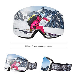 SooGree Ski Goggles - Over Glasses Ski/Snowboard Goggles for Men, Women & Youth Snow Goggles Glasses UV Protection Anti-Fog
