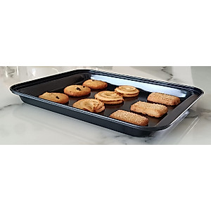 HYTK 2 Small Baking Sheets 9.45 X 7.09 Inch (Inner 7.5x6) Mini Cookie Tray Toaster Conventional Oven Pan Nonstick No Warp Magnetic Bakeware for 1 or 2 Person