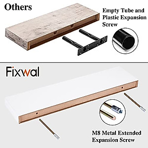 Fixwal White Floating Shelves, Set of 2 Wall Shelves, Large 23.6in x 6in Wall Mounted Shelf for Bedroom, Living Room, Bathroom and Plants