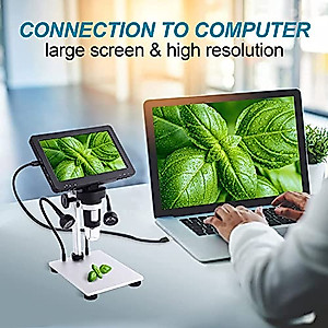 XClifes 7' Digital USB Microscope, 1080p HD Microscope, 1200X Camera Sensor, Wired Remote Control, 10LED Light, Adult Electronic Microscope, Compatible with Windows/Mac OS