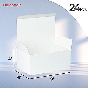 UnicoPak 24 Pcs Gift Boxes 9x6x4 Inches, White Gift Boxes with Lids for Presents, Gift Box for Birthday Wedding Bridesmaid Proposal Celebration Holidays Christmas