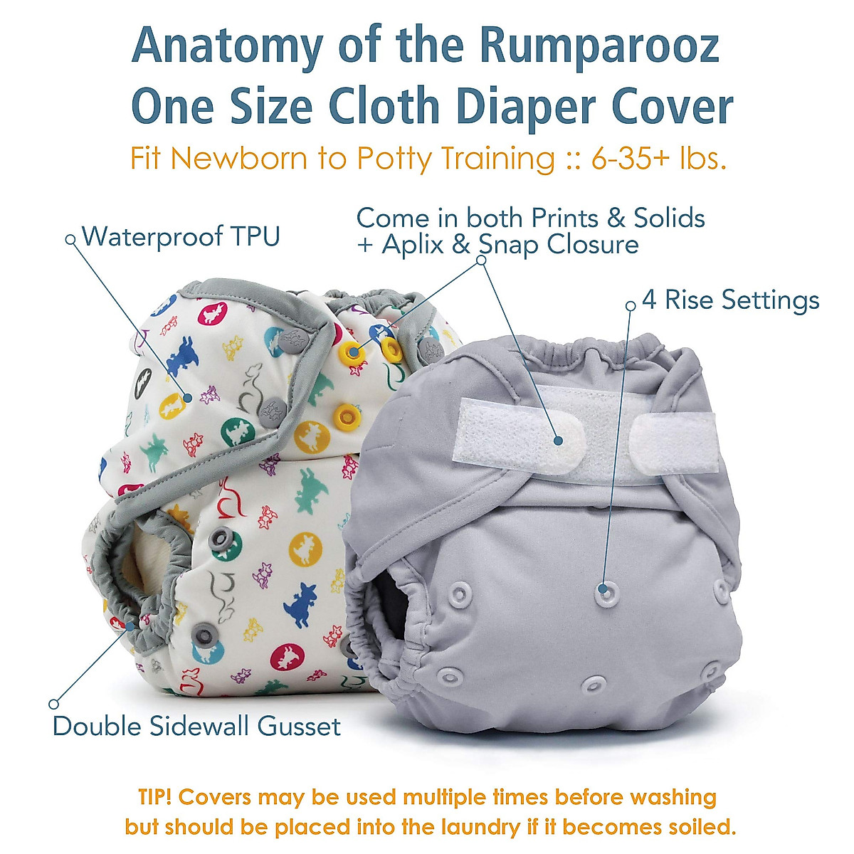 Rumparooz Newborn Cloth Diaper Cover Snap, Nautical