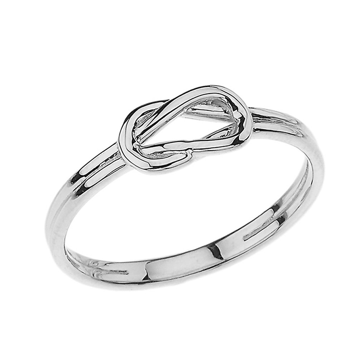 Claddagh Rings Modern 10k White Gold Hercules Love Knot Promise Ring (Size 5.5)