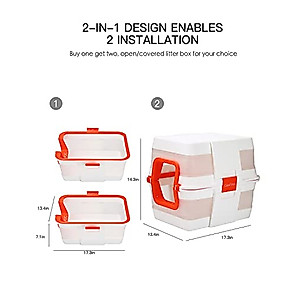 2 Pack Collapsible Kitten Litter Box, CasaTimo Foldable Open Kitty Litter Box for Medium-Sized Cats, Portable Multi-Use Litter Pan for Travel, Assembled to Covered Cat Toilet, Standard Size