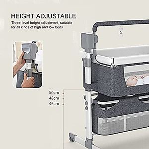 HSIKUML Music Baby Swings, Electric Baby Bassinet Bedside Sleeper Timing Rocking Crib, Baby Bassinet with Remote Control, 3-in-1 Adjustable Height Folding Baby Bed with Storage Basket (Color : Blue)