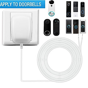 24 Volt Transformer, C Wire Adapter, Competible with All Versions of Ring Doorbell and Thermostat for Ecobee,Sensi and Honeywell (with 196in Cable)