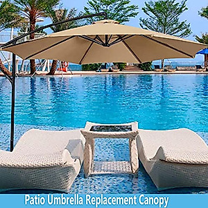 FAJOME 10FT 8 Ribs Patio Umbrella Replacement Canopy, Replacement Parasol Cover With Patio Umbrella Cover For Cantilever Hang Patio Umbrella (Canopy Only) (Color : Light brown)