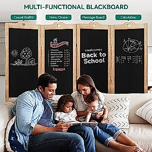 YITAHOME Wood Room Divider 4 Panel Folding Privacy Screens with Chalkboard, Freestanding Portable Privacy Screen Room Partition for Bedroom, Living Room, Study, Hotel, Office