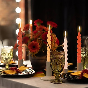 Spiral Taper Candle Twisted Candles Sticks Unscented Candlesticks 4 Pcs Orange Gradient Taper Candles Dinner Candle for Home Décor Weddings Festive Seasons Holiday