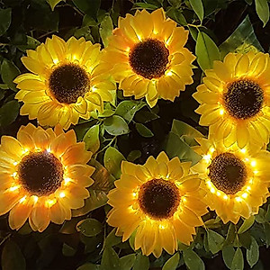 IOYOI 4 Pack Upgraded Solar Outdoor Sunflower Decor, Solar Garden Yard Stake, Solar Sunflower Lights for Garden/Patio/Porch/Yard