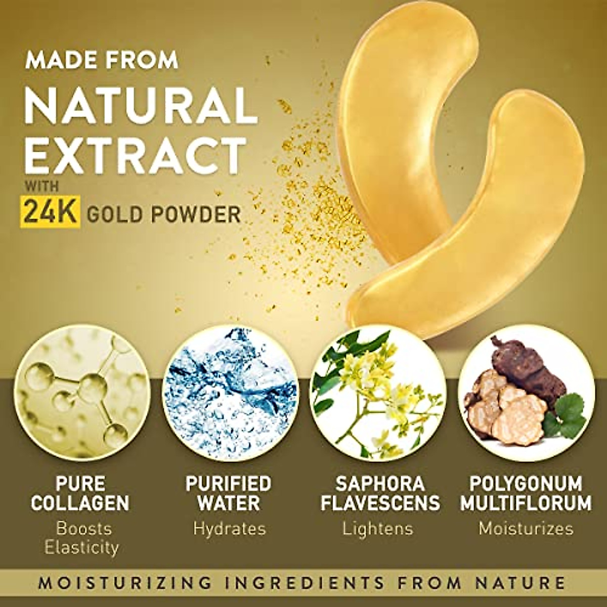 Wild Beauty Under Eye Patches (36 Pairs), Eye Masks for Dark Circles and Puffiness! Under Eye Patches for Under Eye Bags, 24K Gold Eye Mask, Under Eye Mask for Adults, Eye Patches for Puffy Eyes