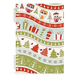 SPRIPORT Christmas Trees Owls Spiral Journal Notebook for Women Men A5 Memo Notepad Sketchbook with Durable Hardcover & 60 Pages Writing Journal for Boys Grils Study Notes Work School Journaling